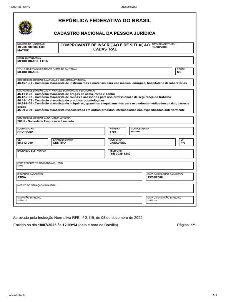 Cnpj Medix Brasil | PDF | Brasil