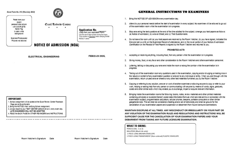 REE Exam Admission Guidelines 2025 | PDF