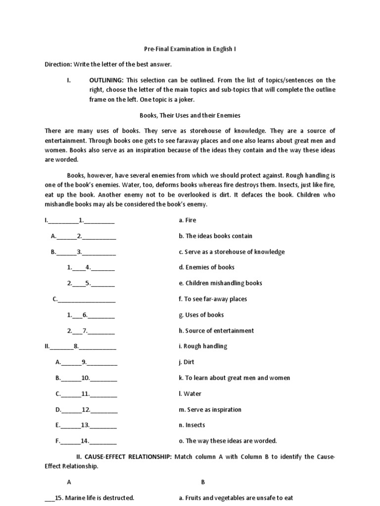Pre-Finals in English I | PDF