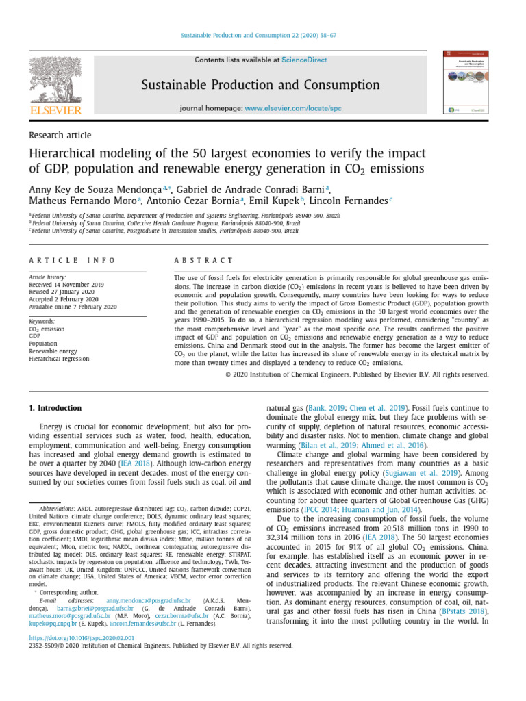 Hierarchical Modeling of The 50 Largest Economies To Verify The Impact of GDP, Population and ...