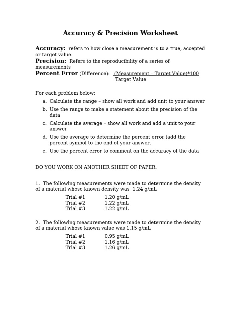 Accuracy and Precision Calculation Guide | PDF