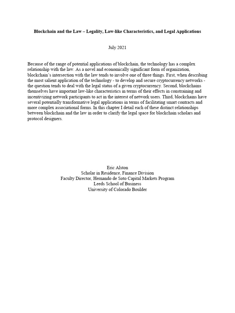 Blockchain's Legal Implications and Applications | PDF | Cryptocurrency ...