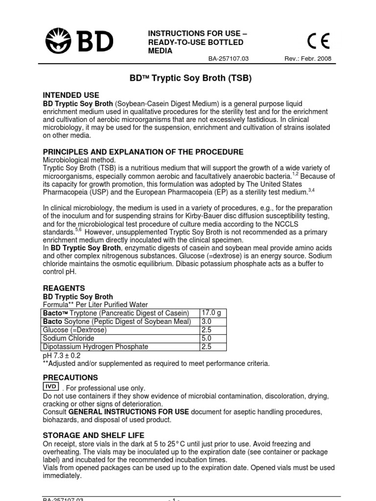 TSB | PDF | Growth Medium | Clinical Pathology