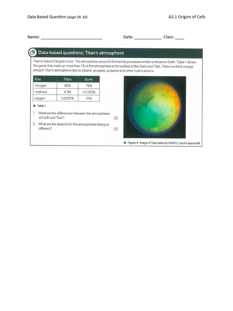 A2.1 Origins of Cells Student | PDF