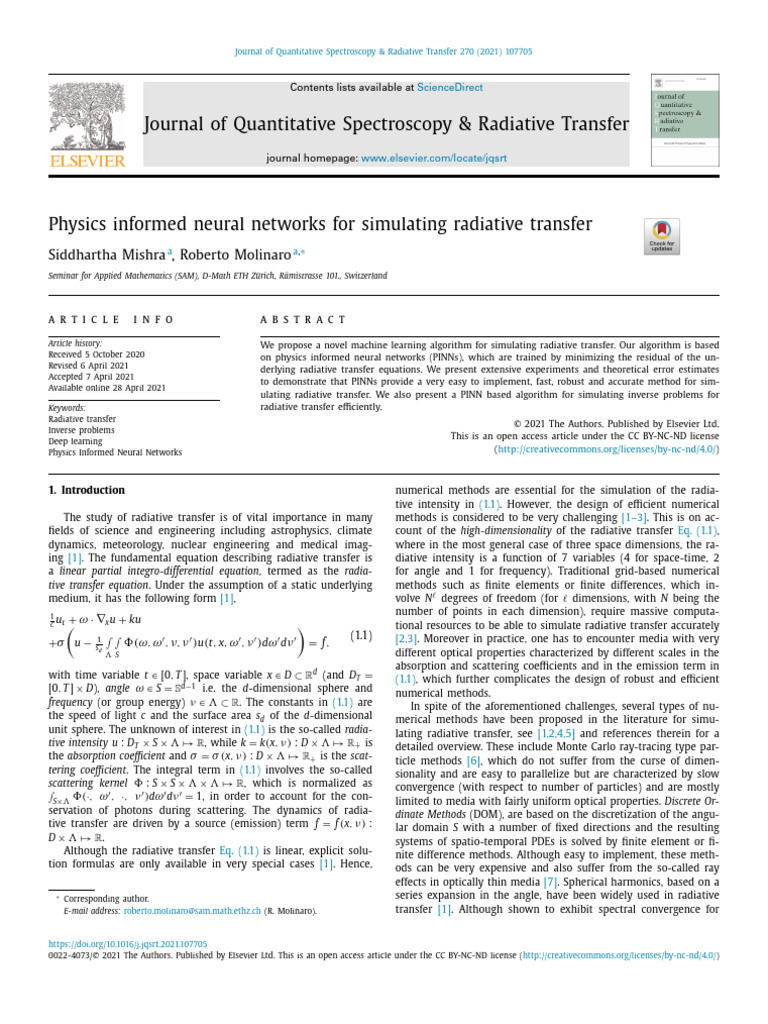 Physics Informed Neural Networks for Radiative Transfer | PDF | Finite ...