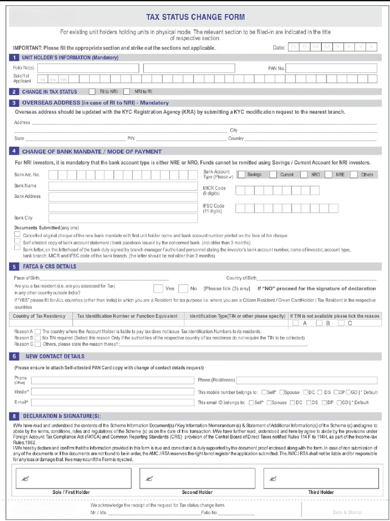 Tax Status Change Form | PDF