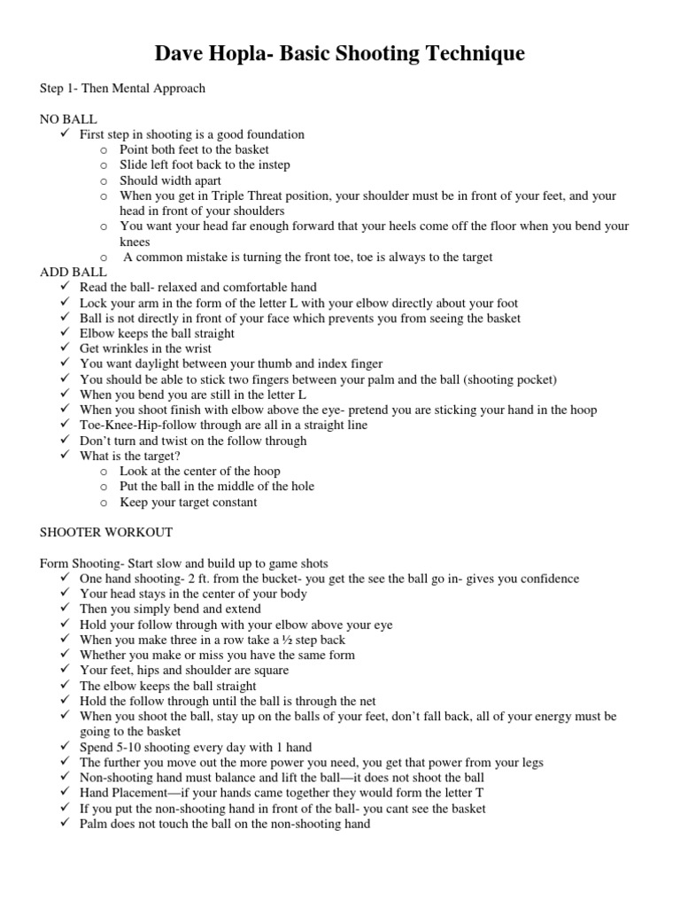 Dave Hopla's Shooting Technique Guide | PDF | Shooting | Hand