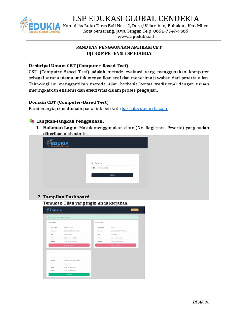 DP - Ak.06 Panduan Penggunaan Aplikasi CBT | PDF