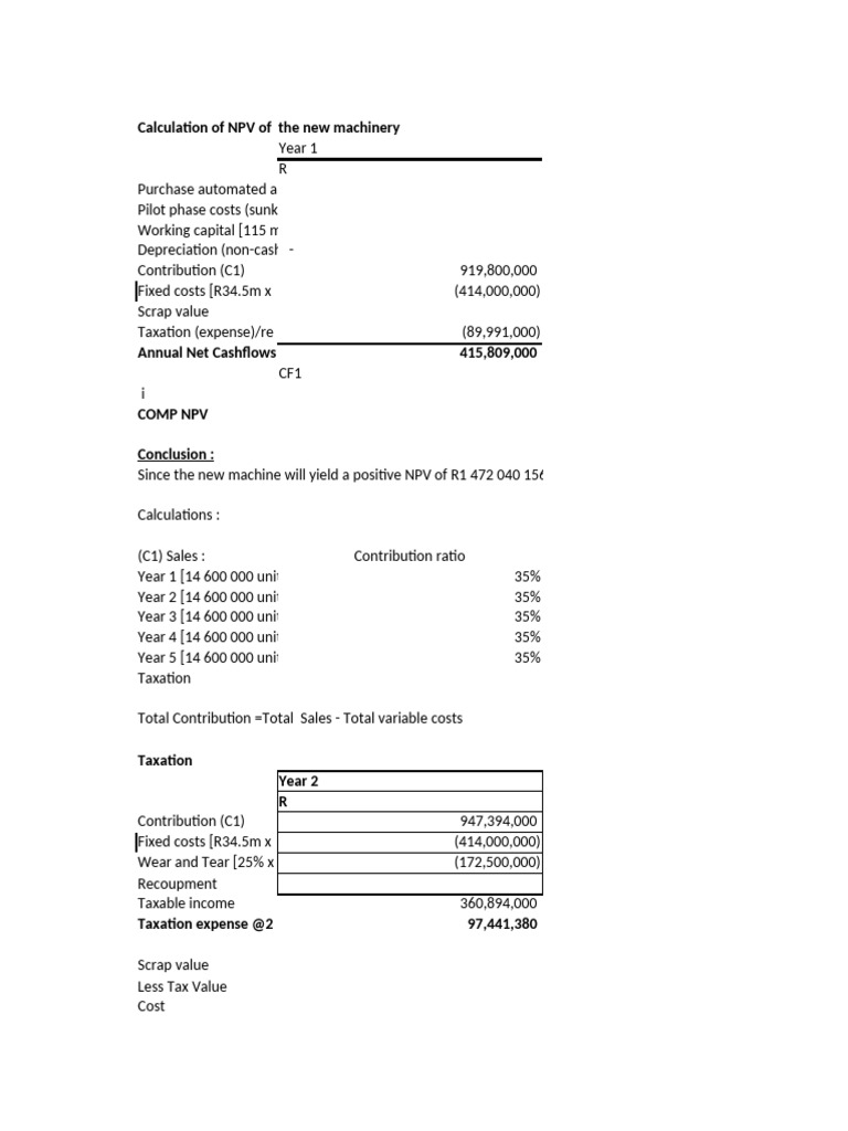NPV Analysis for New Machinery Investment | PDF | Net Present Value ...