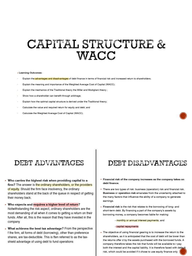 Capital Structure and WACC Explained | PDF | Capital Structure | Cost ...