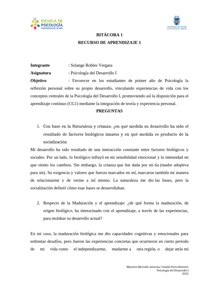 Bitacora 1 Solange Robles | PDF | Aprendizaje | Psicología del desarrollo