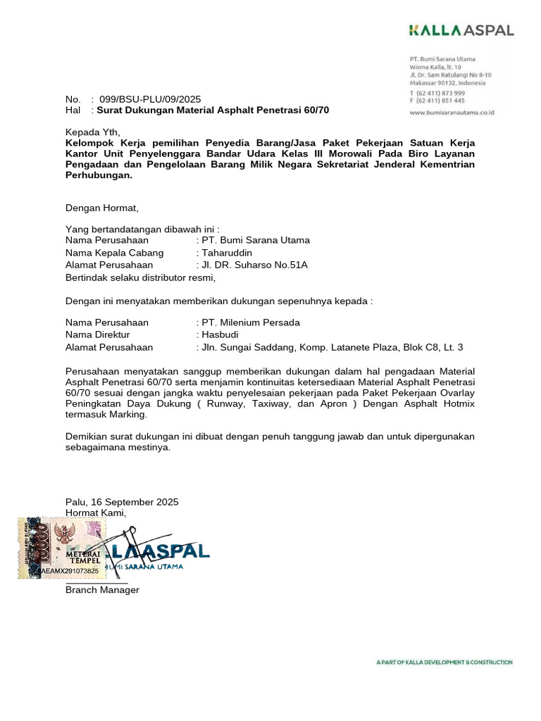 Surat Dukungan | PDF