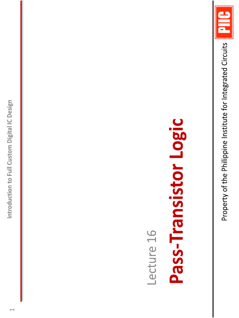Lec 16 Pass Transistor Logic | PDF