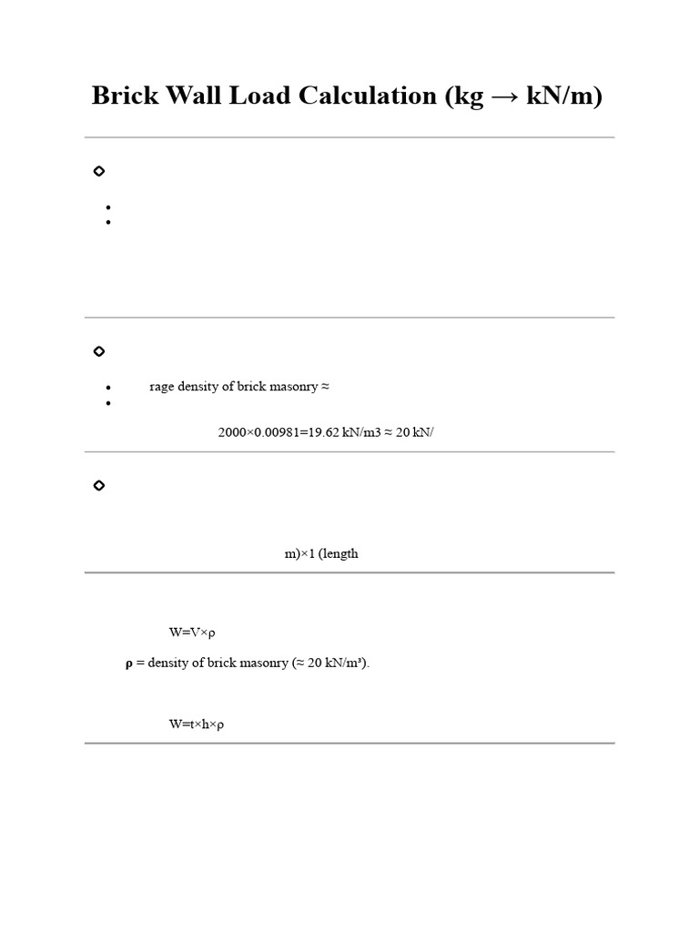 Brick Wall Load Conversion | PDF