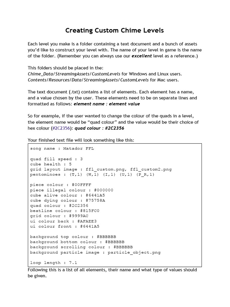 How To Create Custom Chime Levels | PDF | Text File | Software