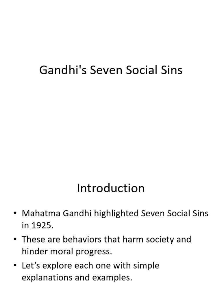 Gandhi Seven Social Sins | PDF