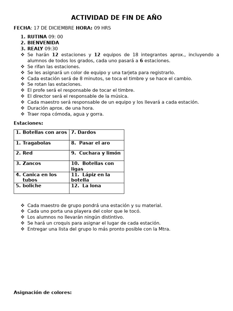 Actividad de Fin de Año Escolar 2023 | PDF