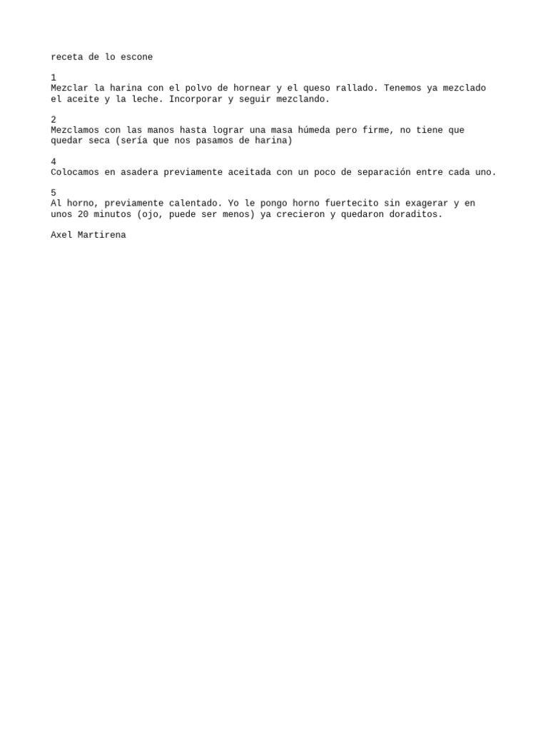 Receta de Lo Escone | PDF