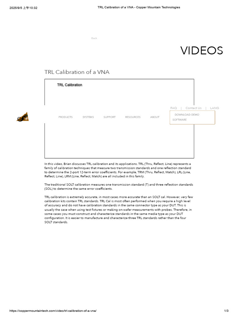 TRL Calibration of A VNA - Copper Mountain Technologies | PDF | Computing