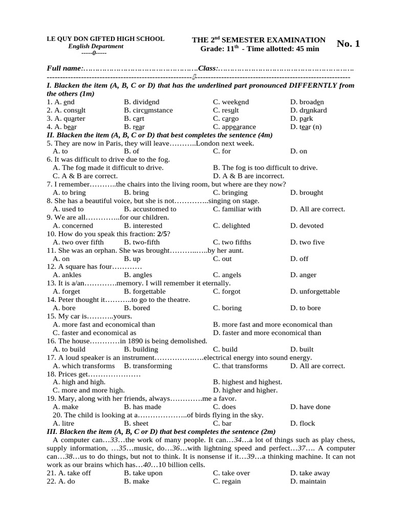 2nd Semester Test-11H | PDF | Suffrage | Rights