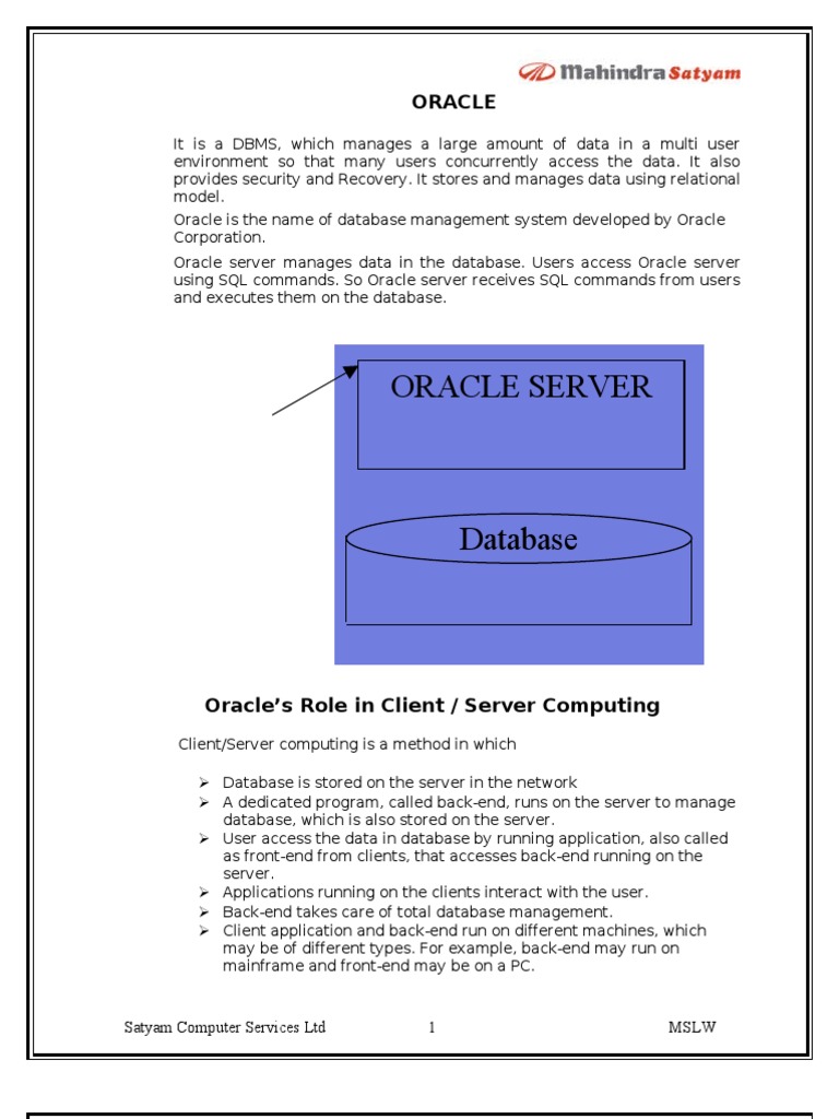 Study Material For Oracle | PDF | Oracle Database | Sql