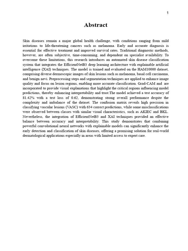 Skin Diseases Classification and Detection Using EfficientNet | PDF ...