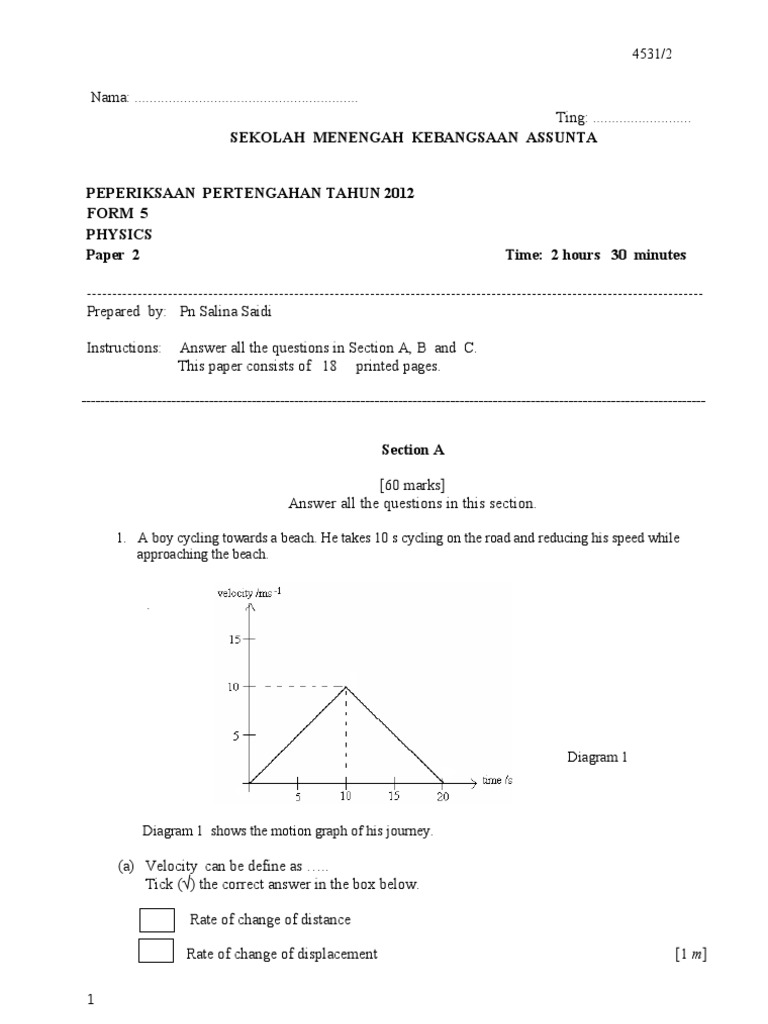 SPM 2009 Physics Paper2 Melaka | PDF | Lens (Optics) | Physics