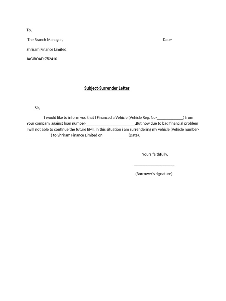 Surrender Letter | PDF