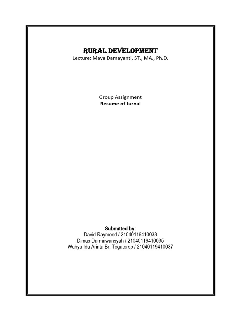 Group Assignment Urban Developmen (URP) | PDF | Governance ...