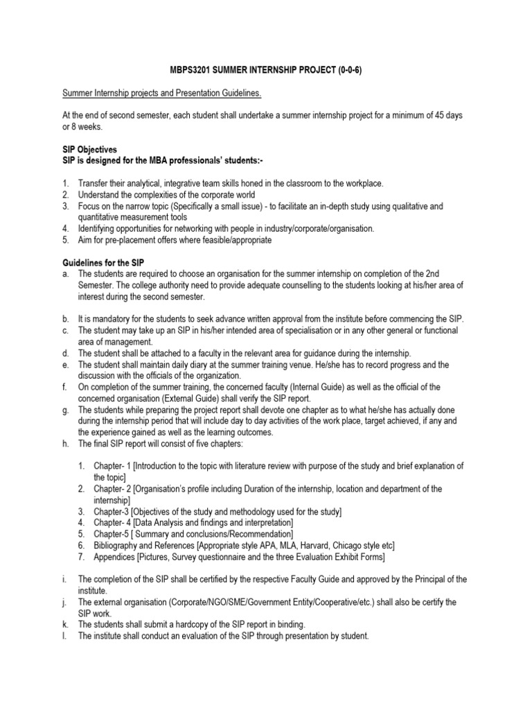 Sip Notice Mba 3rd Semester | PDF | Evaluation | Master Of Business ...