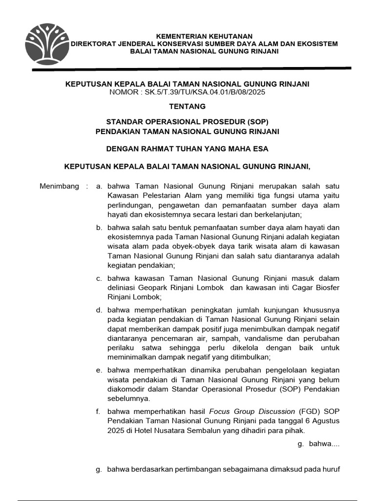 Sop Pendakian Tngr Rev.5 Tahun 2025 | PDF