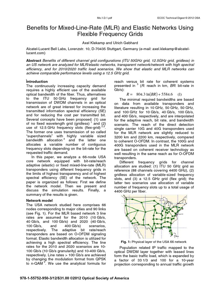 Benefits For Mixed-Line-Rate (MLR) and Elastic Networks Using | PDF ...