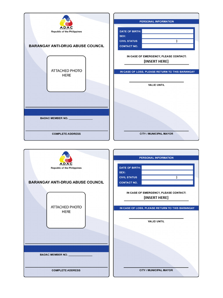 13BADAC TEMPLATE - Identification Card Template | PDF