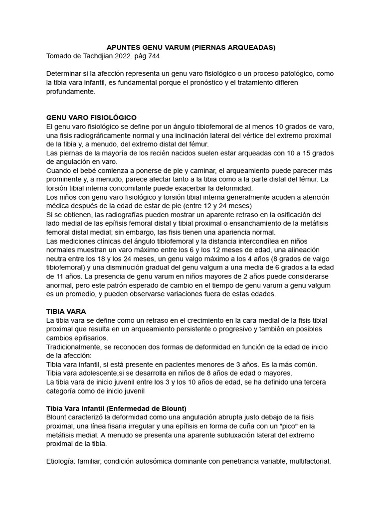 Apuntes Genu Varum (Piernas Arqueadas) | PDF | Rodilla | Sistema ...
