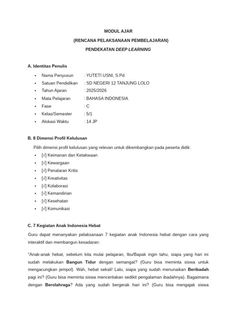 Modul Ajar MTK Kelas 5 | PDF