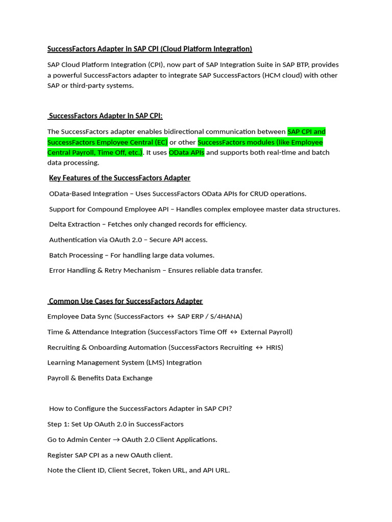 SuccessFactors Adapter in SAP CPI | PDF | Computing | Information Technology