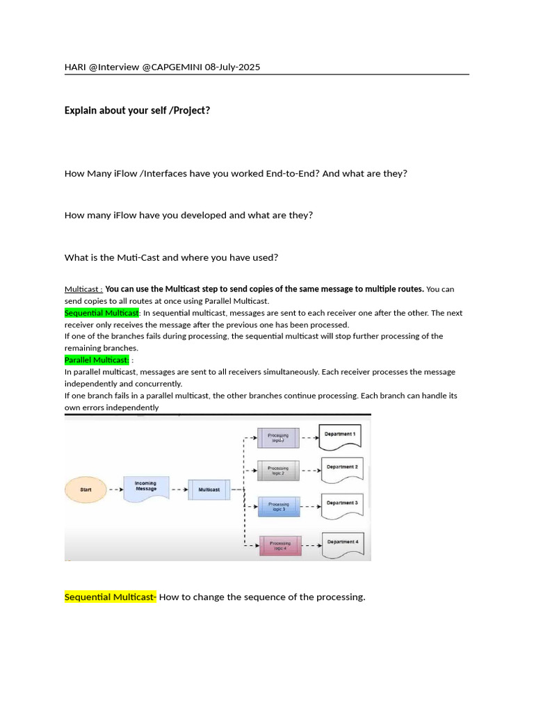 Capgemini Interview: iFlow and Multicast Insights | PDF | Multicast ...