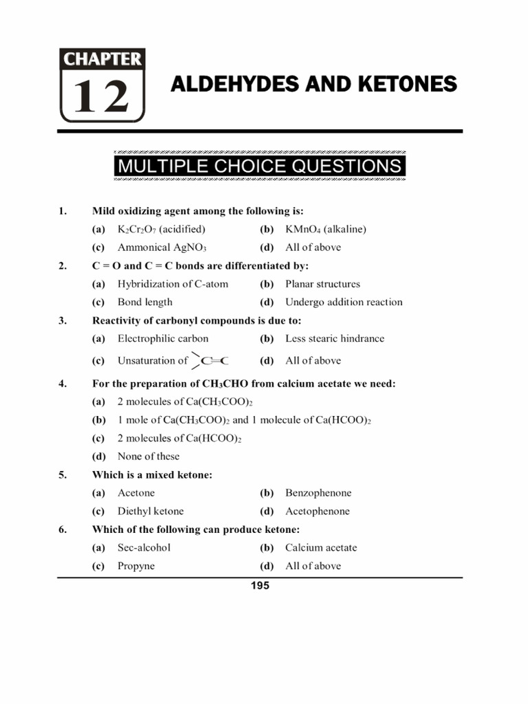 Chapter 12 Chemistry Notes 12th Class Mcqs | PDF