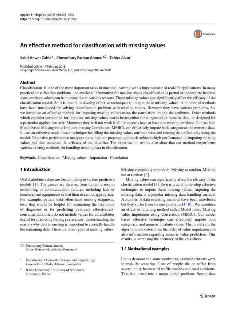 An Effective Method For Classification With Missing Values | PDF | Statistical Classification ...