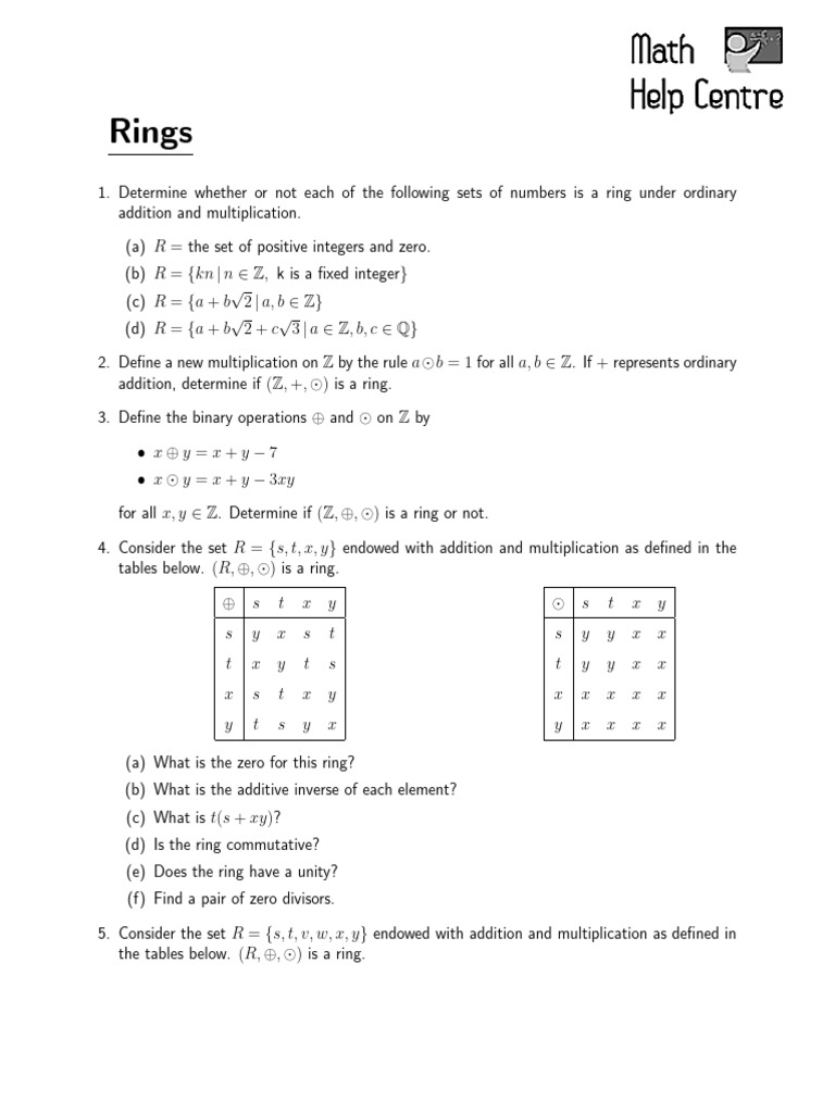 Ring Theory Problems and Solutions | PDF | Ring (Mathematics) | Mathematics