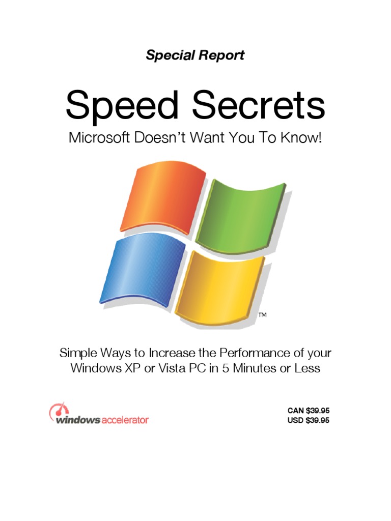 Windows XP and Vista Speed Secrets | PDF | Computers | Technology ...