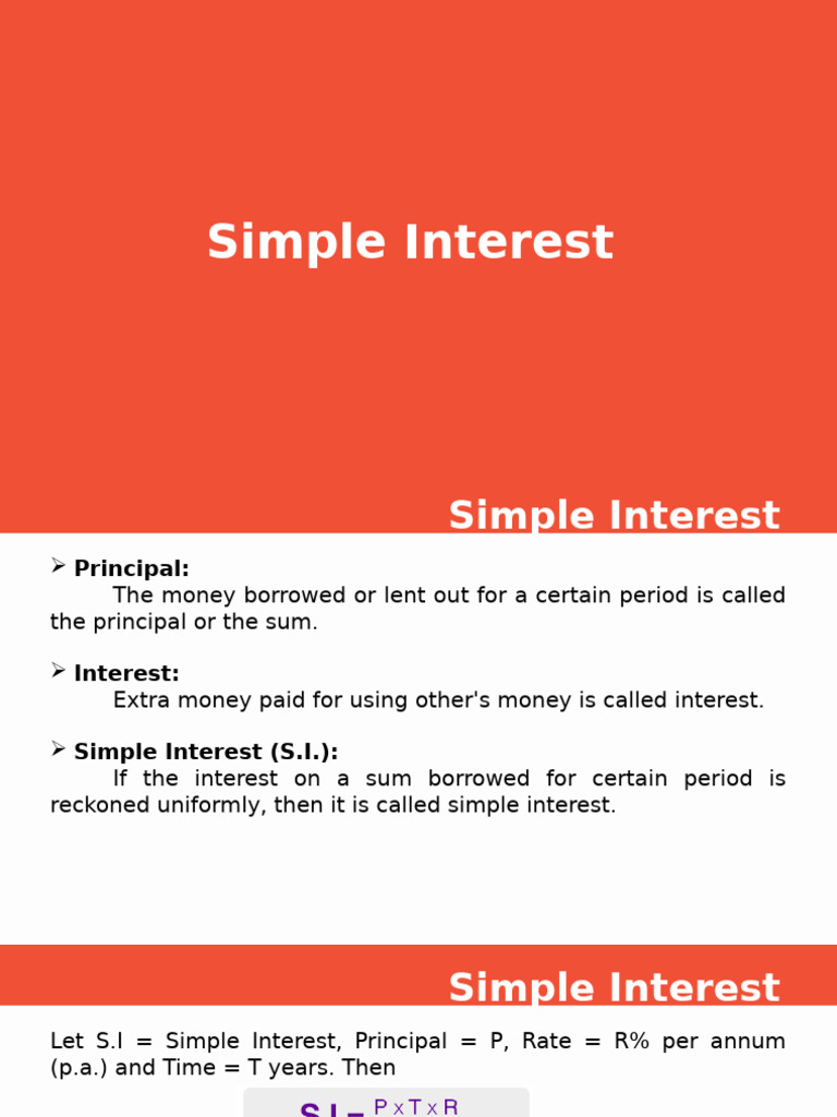 Simple Interest | PDF | Interest | Loans