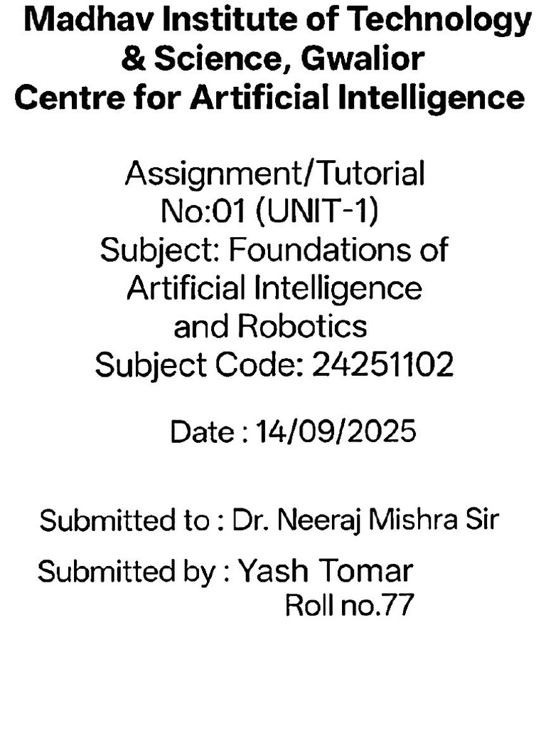 Ai and Robotics Assignment | PDF