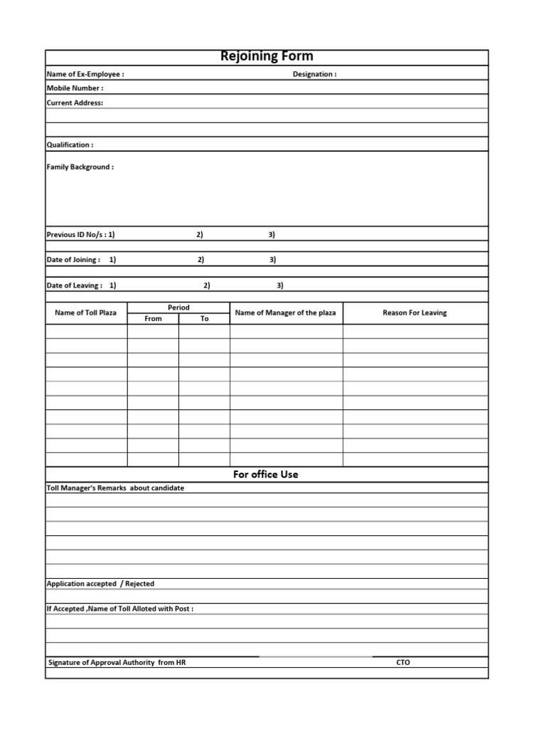 Rejoining Application Form | PDF