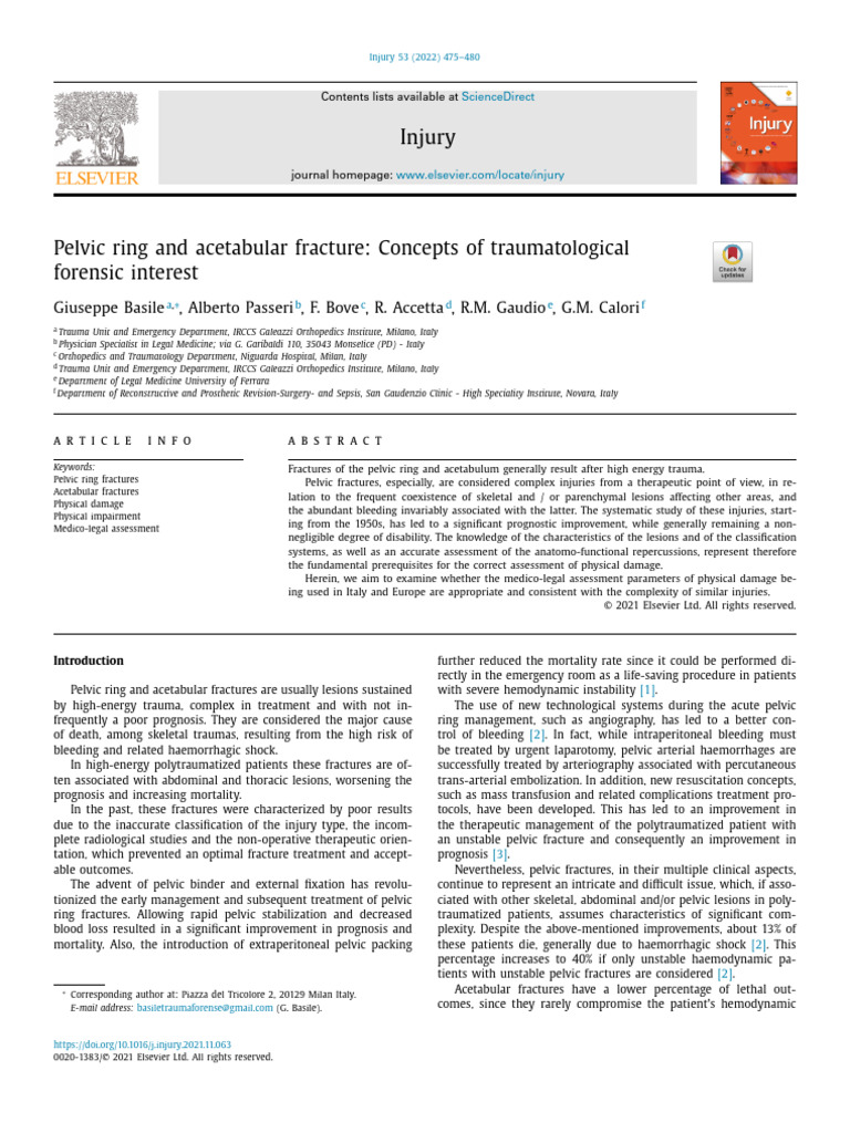 Pelvic Ring and Acetabular Fractures Analysis | PDF | Pelvis ...