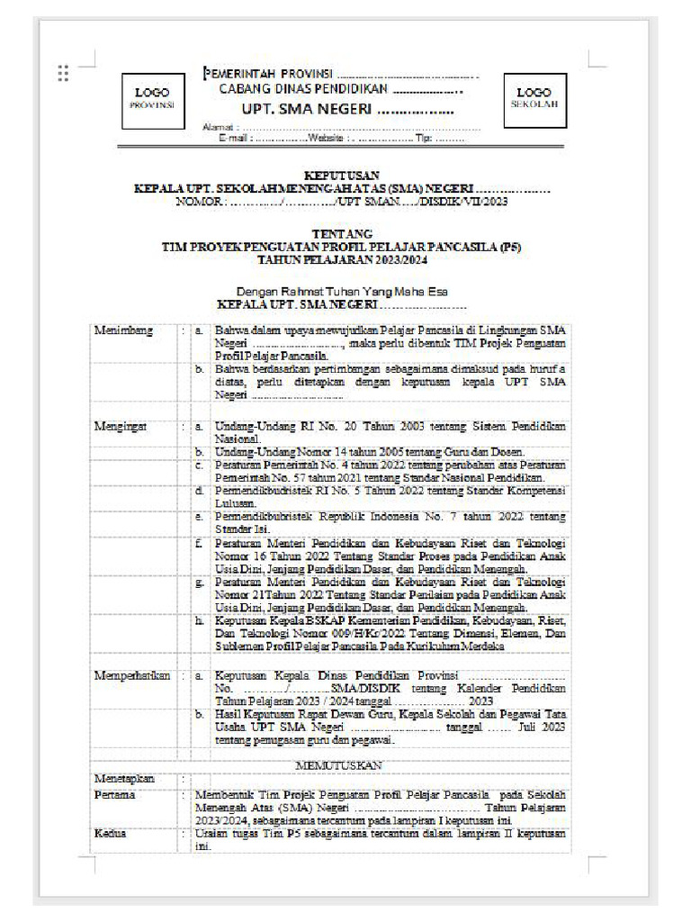 Contoh SK P5 | PDF