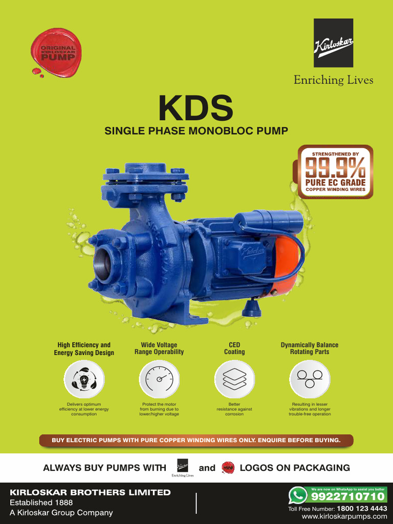 KDS Single Phase Pump | PDF | Pump | Mains Electricity
