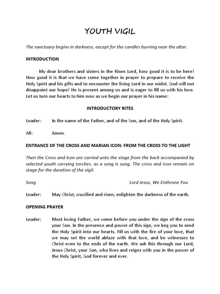 Youth Vigil | PDF | Eucharist | Mary, Mother Of Jesus