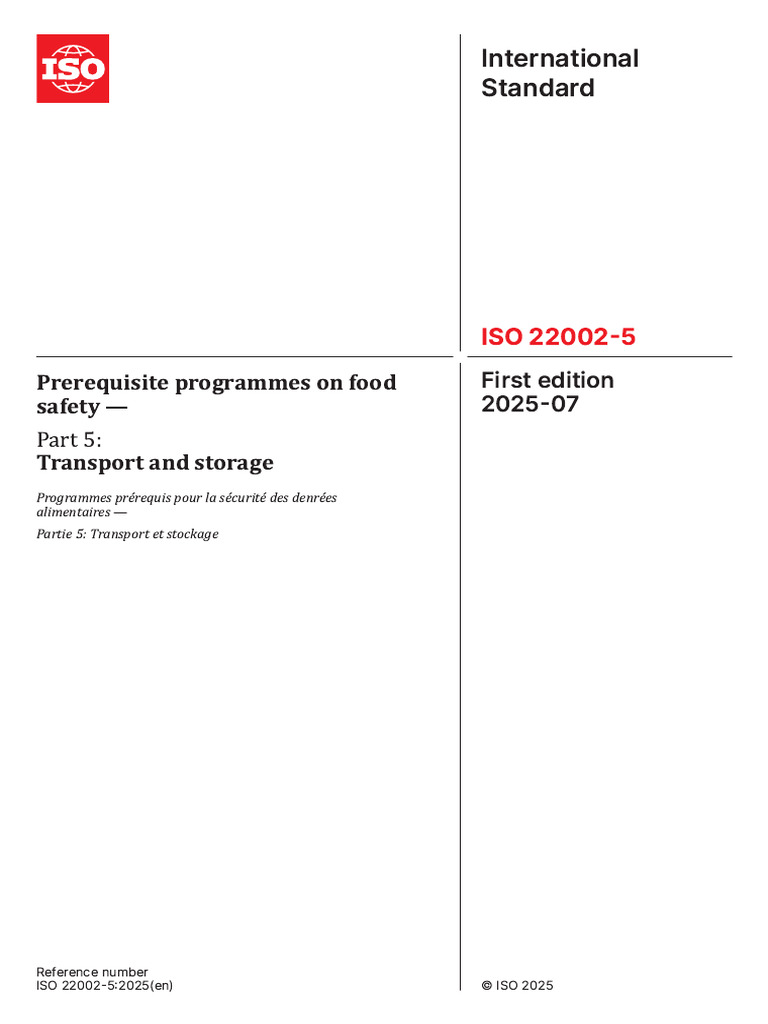 ISO 22002-5:2025 Food Safety Standards | PDF | International ...