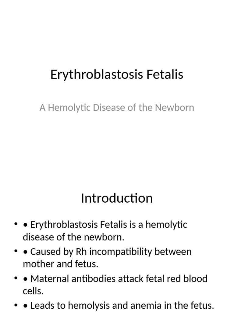 Erythroblastosis Fetalis Overview | PDF